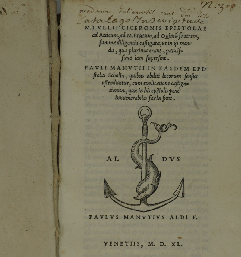 Cicero, Marcus Tullius und Manutius, Paulus – Epistolae ad Atticum, ad M. Brutum, ad Quintu(m ...