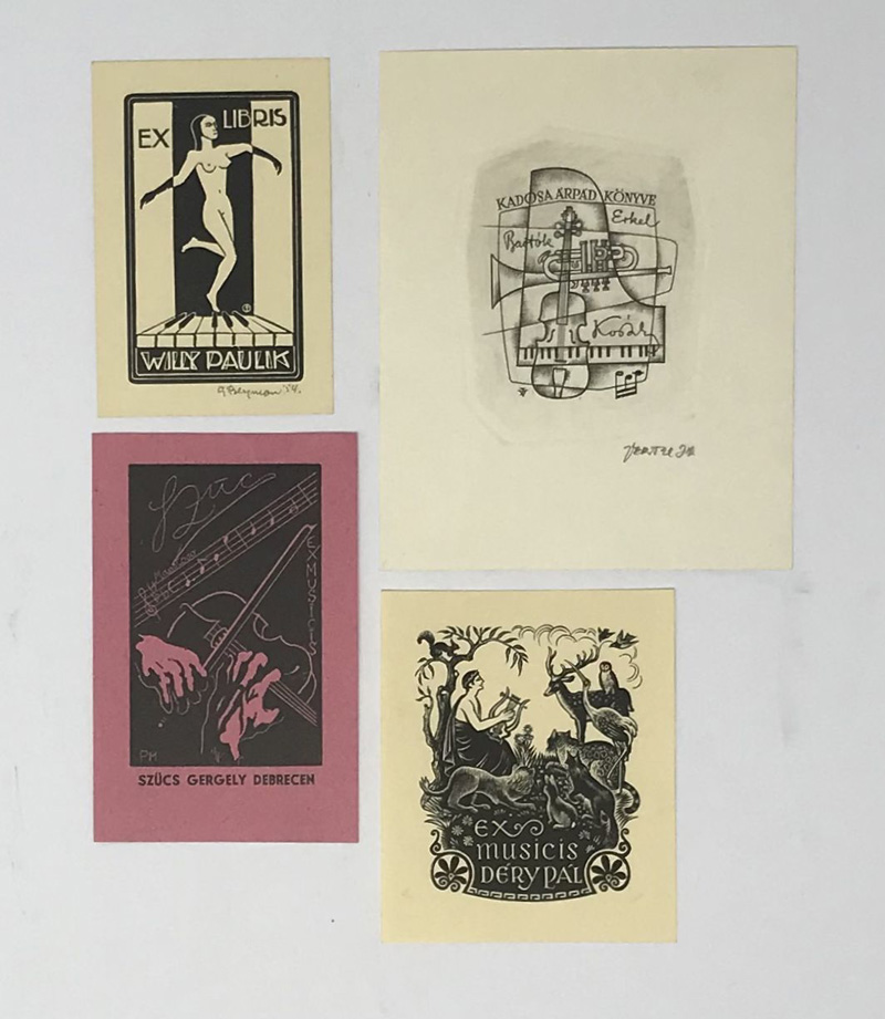 Musik-Exlibris – Konvolut von ca. 100 teils montierten, teisl farbigen ...